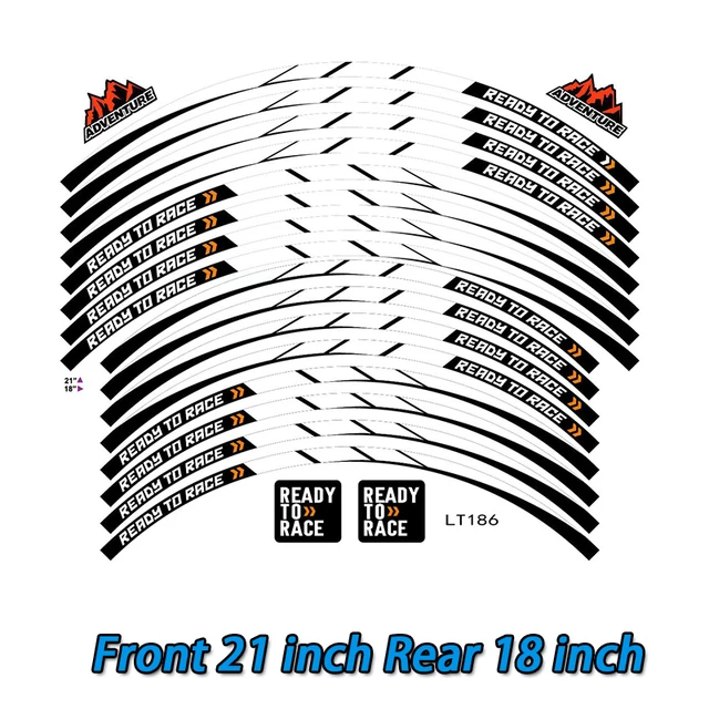Reflective Motorcycle Wheel Sticker Motocross Rim Decal Stripe 21''19 ...