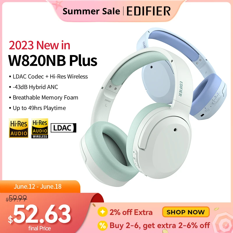Edifier auriculares inalámbricos W820NB + Plus, con Bluetooth ...