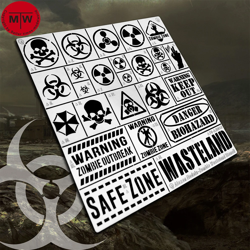 Alexen-Wasteland-Zombie-Danger-Biohazard-Warning-Leakage-Spray-Stencil ...