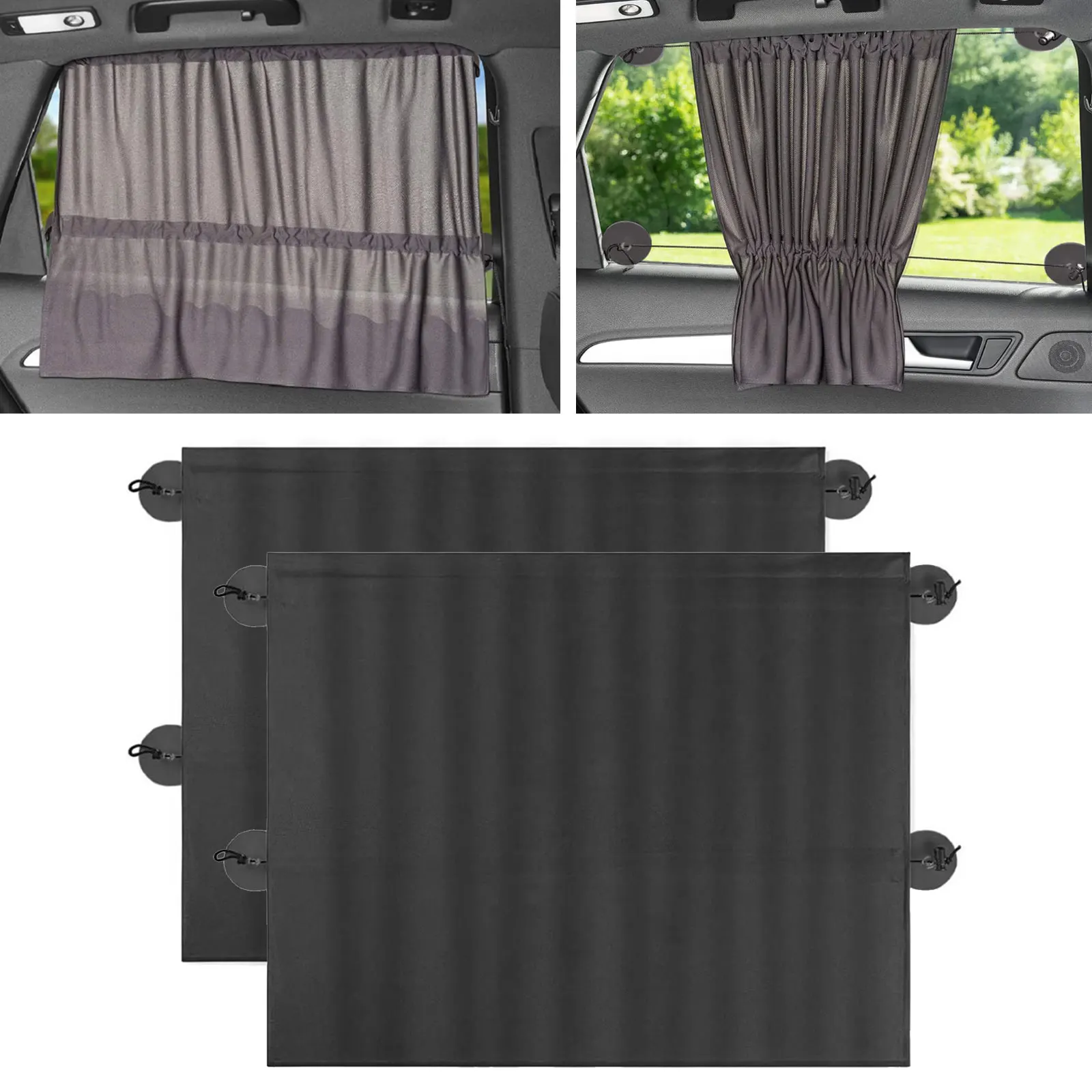 2 Pcs 67cm Car Sun Shade Side Window Curtain Auto Foldable Uv ...