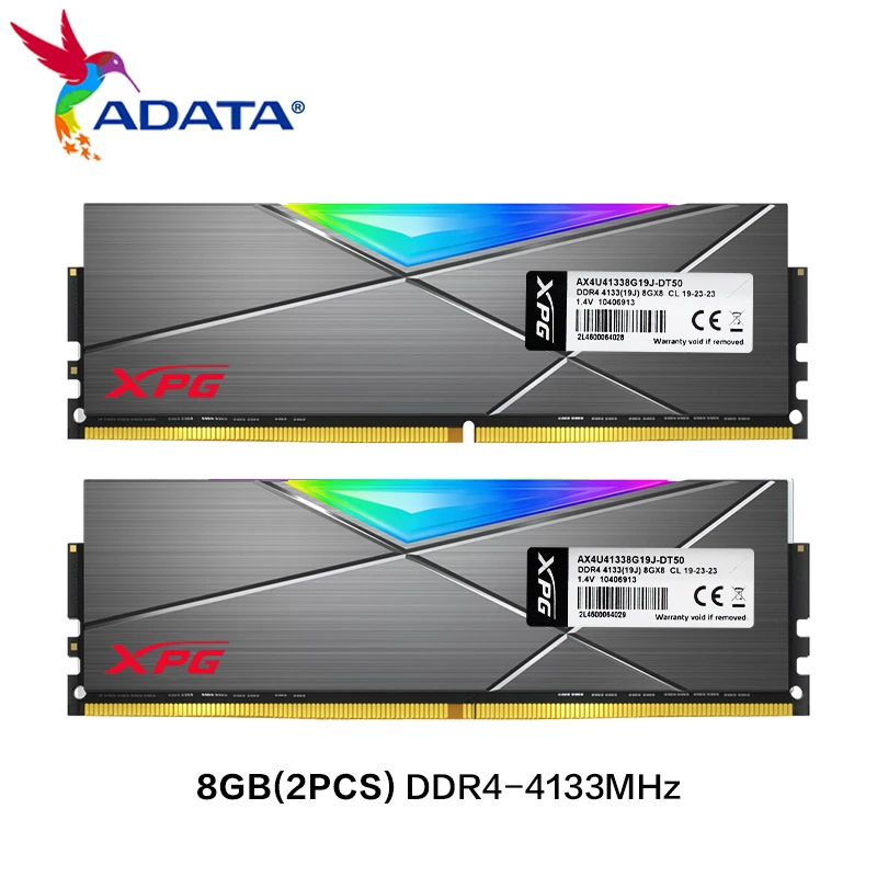 ADATA módulo de memoria RGB XPG SPECTRIX D50 DDR4, 2x8GB, 4133MHz, U DIMM de RAM, gris, alta ...