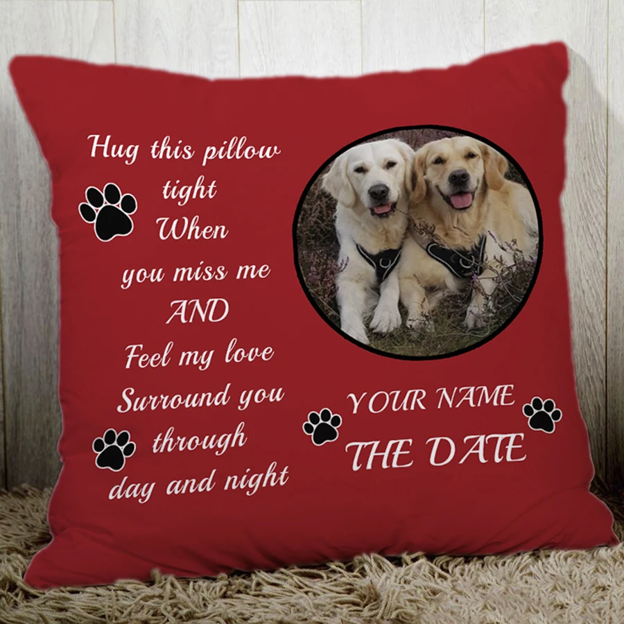 Cozy Custom Pet Pillow Personalized Dog Cushion Cover Memorial Gift For ...