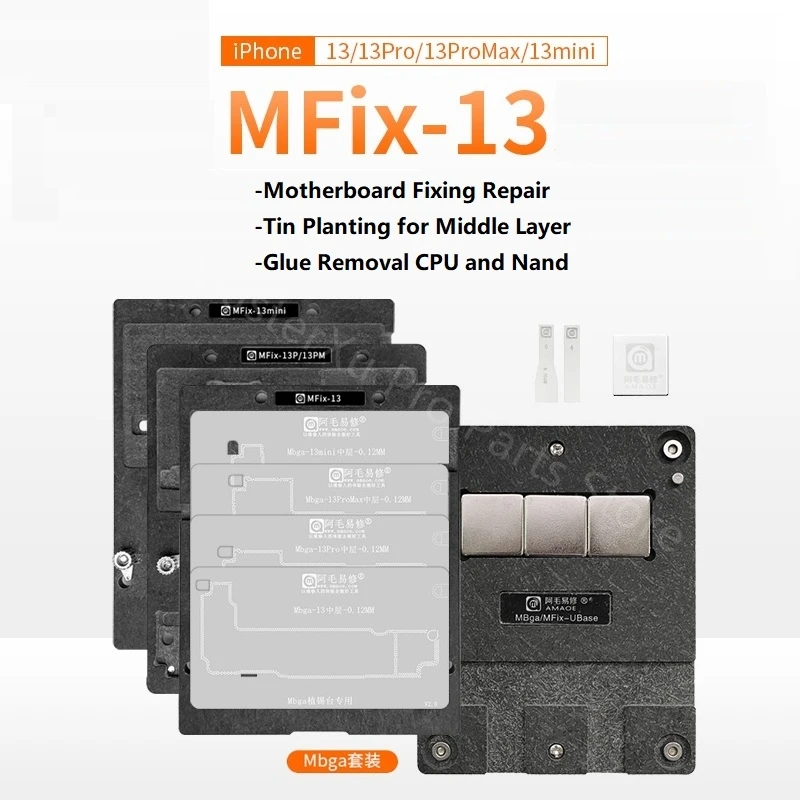 Amaoe Easy Repair MBGA MFix Fixture for iPhone 13 Pro 최대 미니 마더 보드 중간 레이어 주석 심기 플랫폼 고정 PCB 홀더 ...