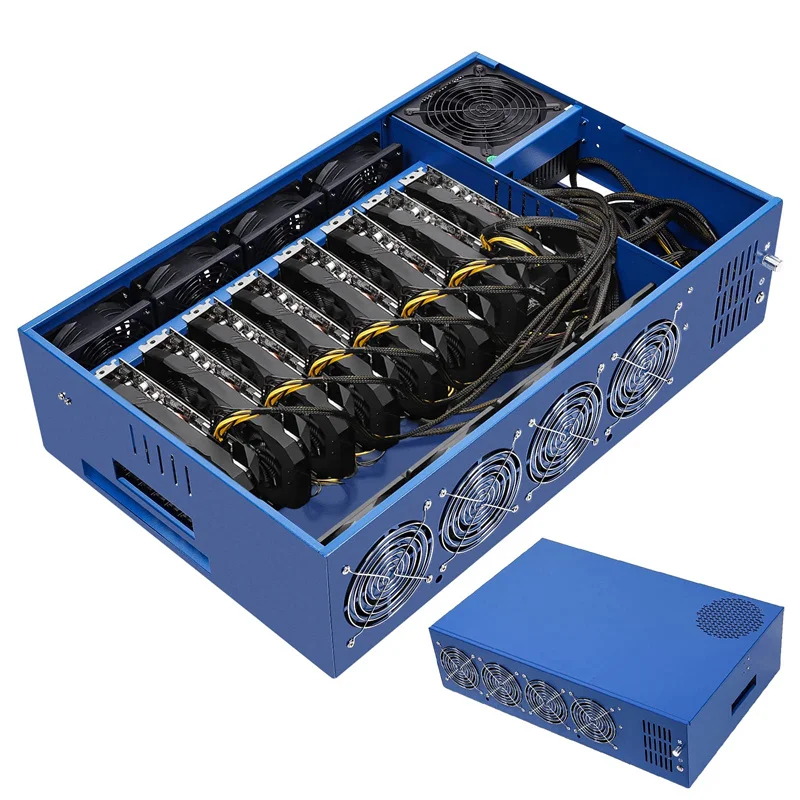 Complete ETH B75 Motherboard Miner Case Mining Rig Frame Chassis 1800W ...