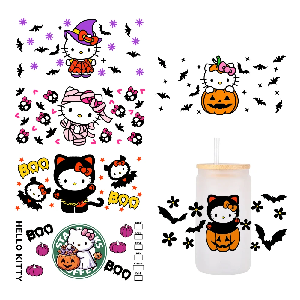 Halloween-Hello-Kitty-Pink-cartoon-For-Libbey-16oz-Can-Glass-3D ...