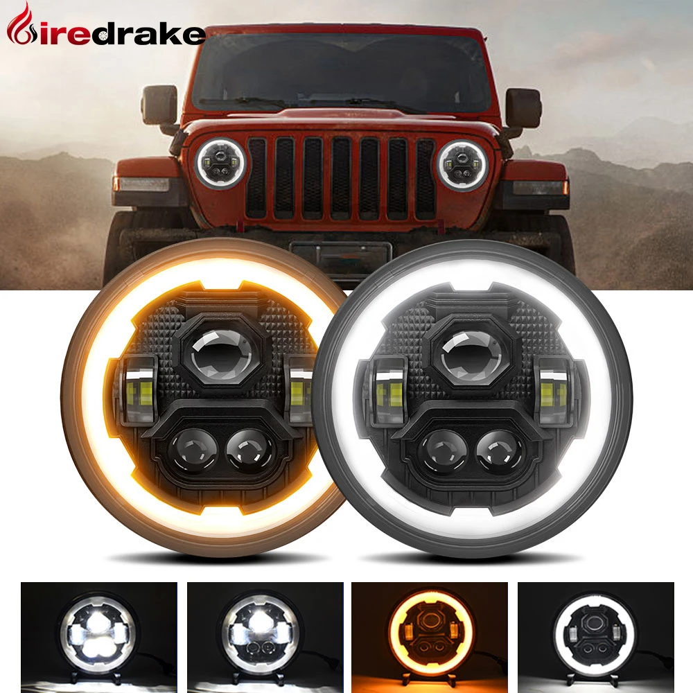Firedrake-R1-7-inch-round-light-Gear-Angel-Eye-Wruma-Headlight-Jeep ...