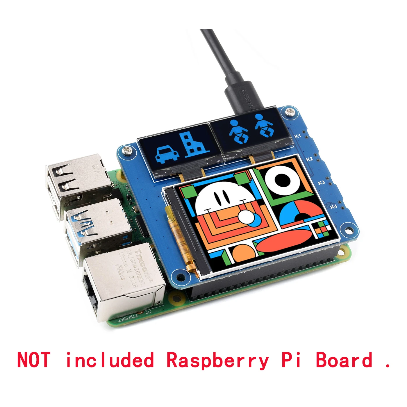 2inch LCD Screen 0.96inch OLED Display HAT for RPi Raspberry Pi Zero 2 ...