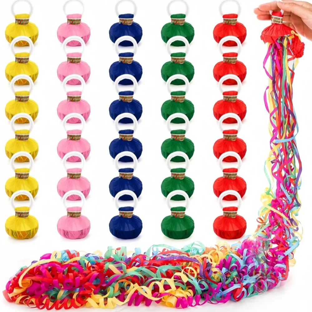 10pcs Hand Throwing Ribbon Pulling Confetti Streamers Poppers Streamer ...
