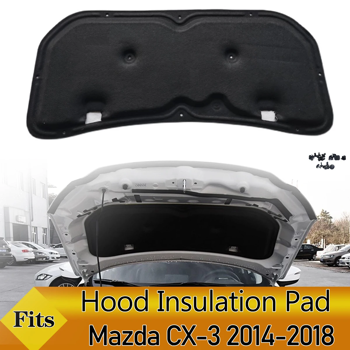 Front Engine Hood Insulation Pad Soundproof Mat Cover Foam Sound Heat ...