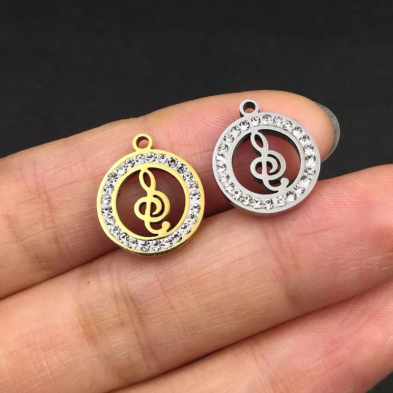 10 Stks/partij Rvs Gold Music Note Symbool Bedels Met Klei Boor ...