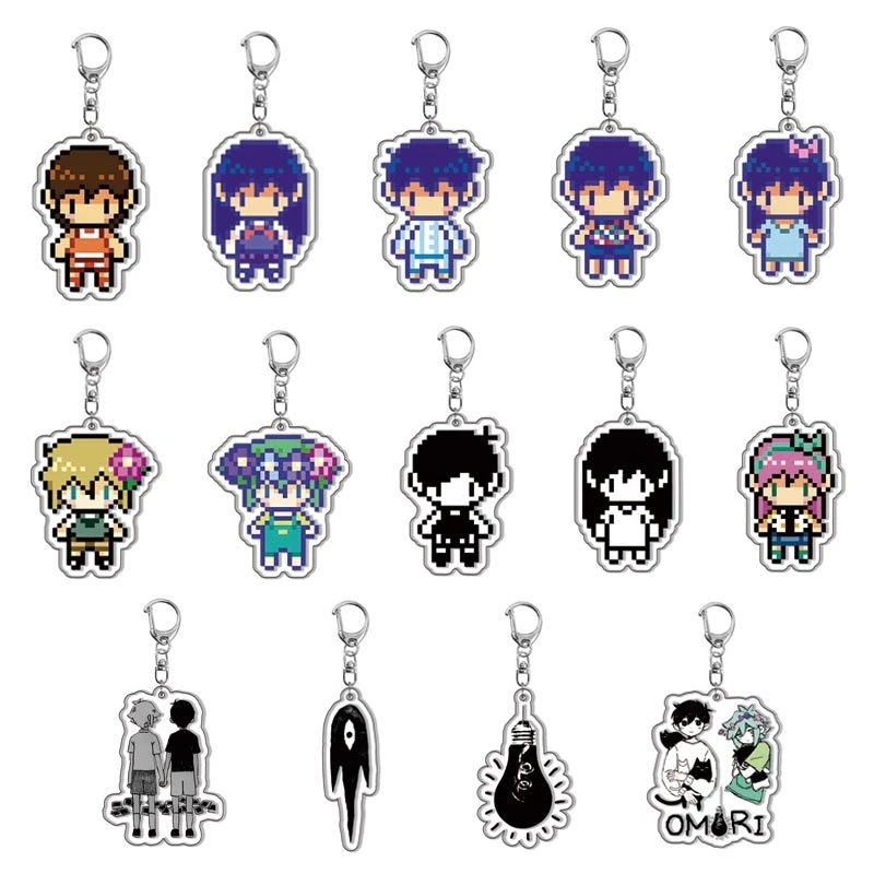 Anime-Omori-Pixel-Keychain-Figures-Basil-Kel-Sunny-Pendant-Keyring ...