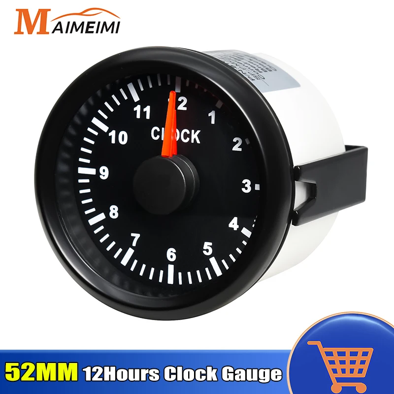 52mm-Clock-Gauge-with-Red-Backlight-0-12-Hours-Instrument-2inch-Hour ...
