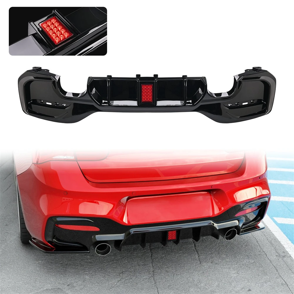 Rear-Bumper-Lip-Diffuser-With-LED-Rear-Spoiler-For-BMW-1er-M-Sport-F20 ...