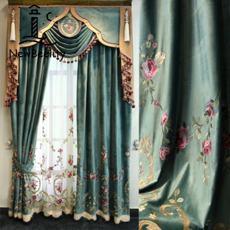 European-style-Curtains-for-Living-Dining-Room-Bedroom-Luxury-Flannel ...