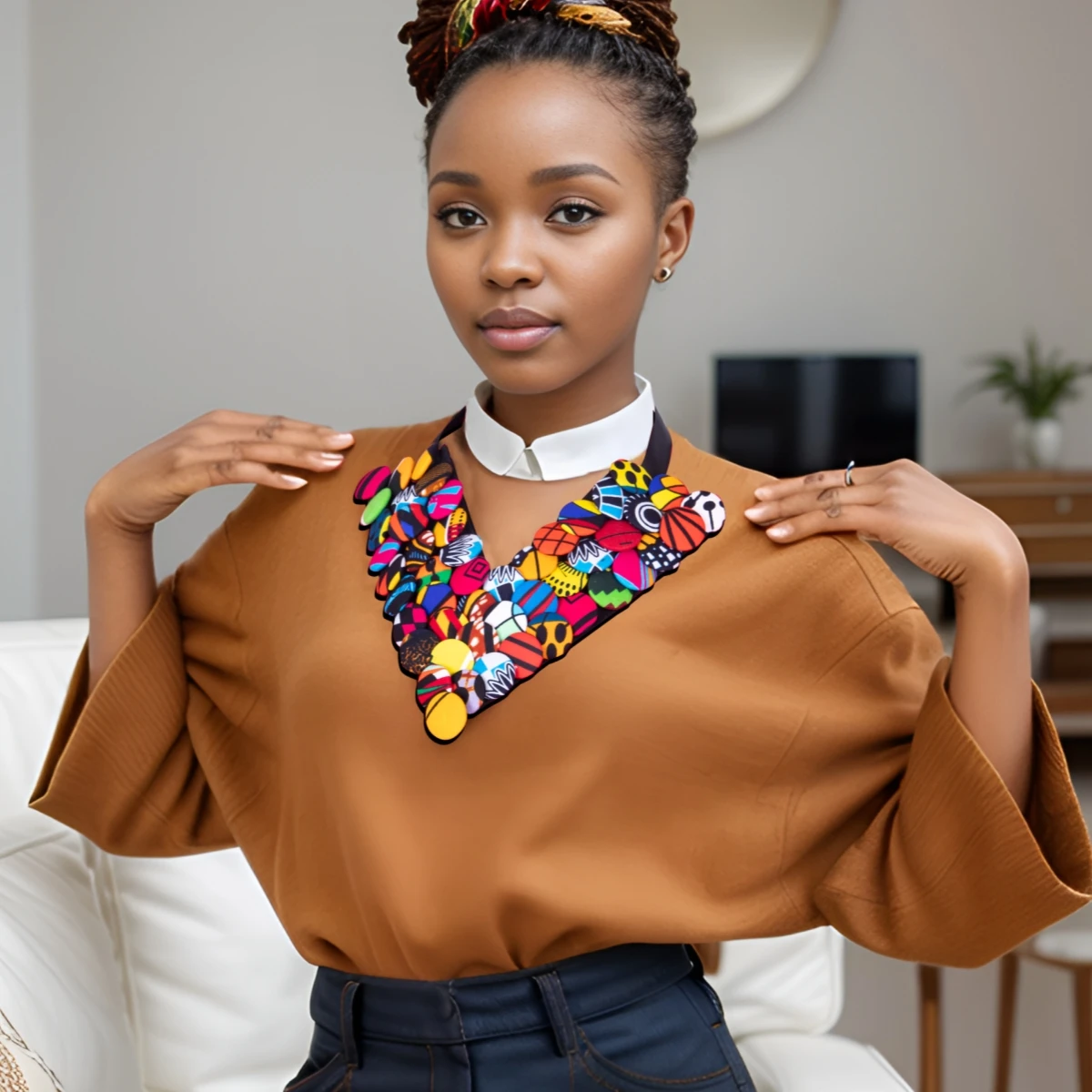 2025 Ankara African Buttons Necklaces Ankara Necklace African Women ...