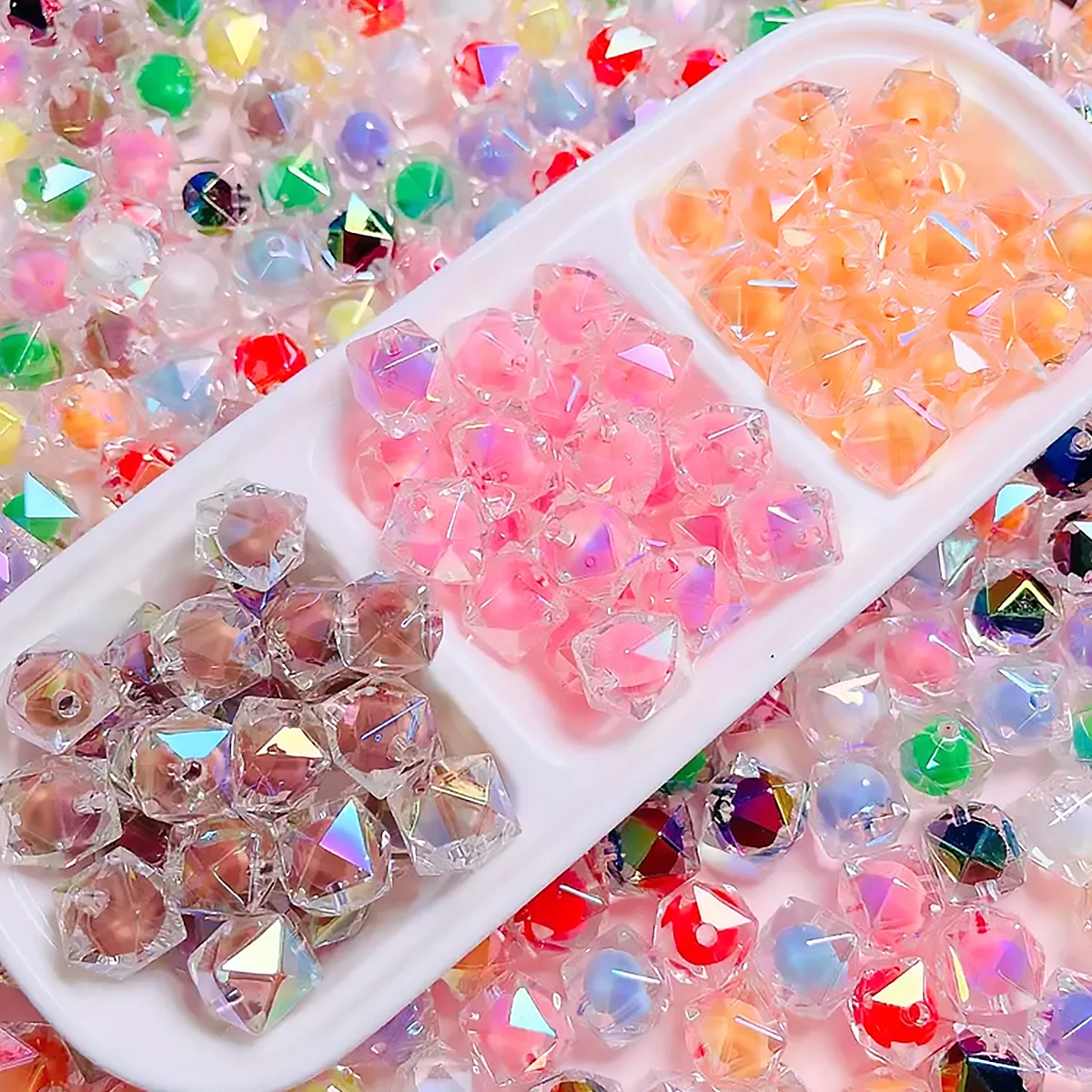 16mm-Random-Color-Mixing-Cut-Polygon-Transparent-Acrylic-Beads-Fashion ...