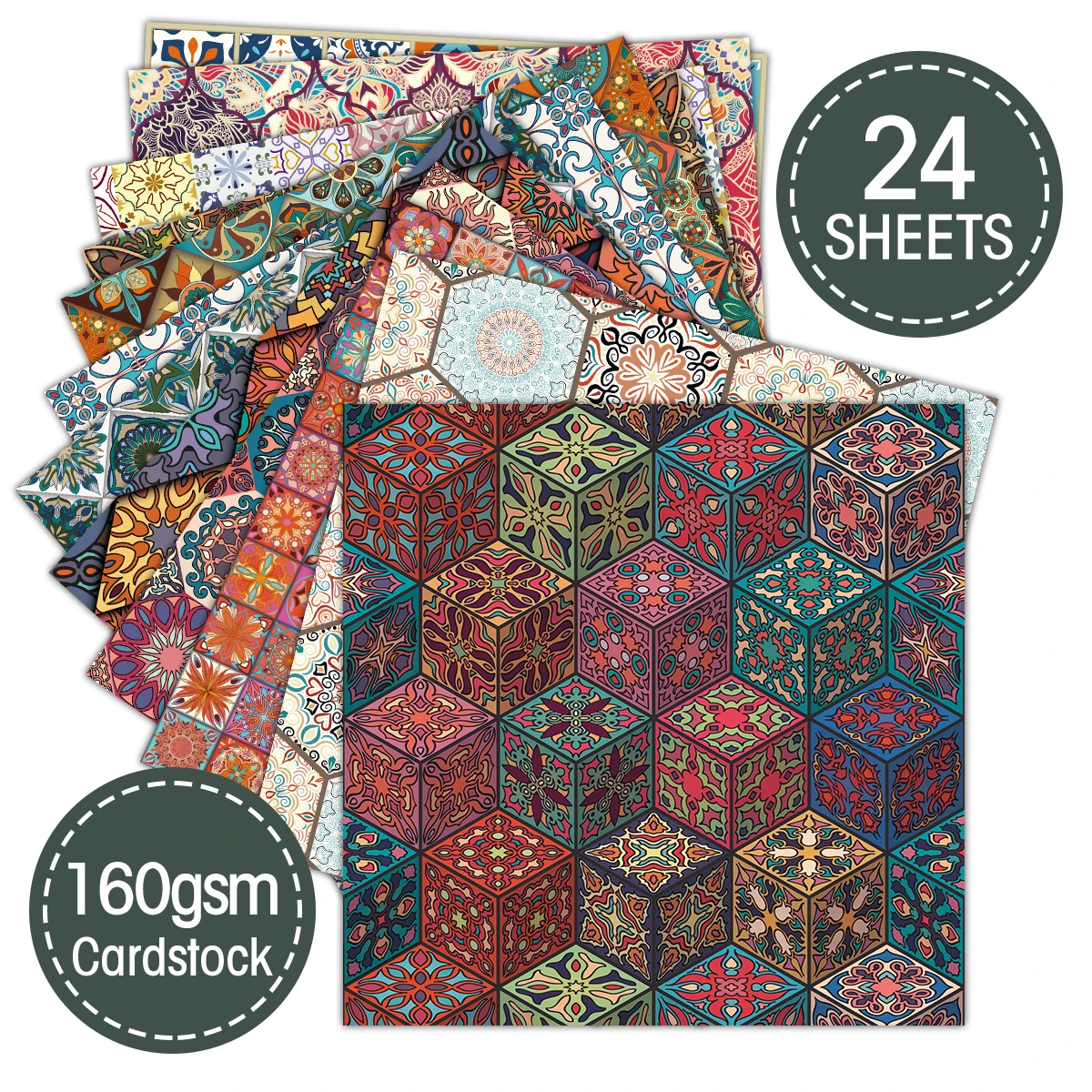 24pcs-Fancy-Tile-Style-Art-Paper-12-Unique-Designs-for-Scrapbooking ...