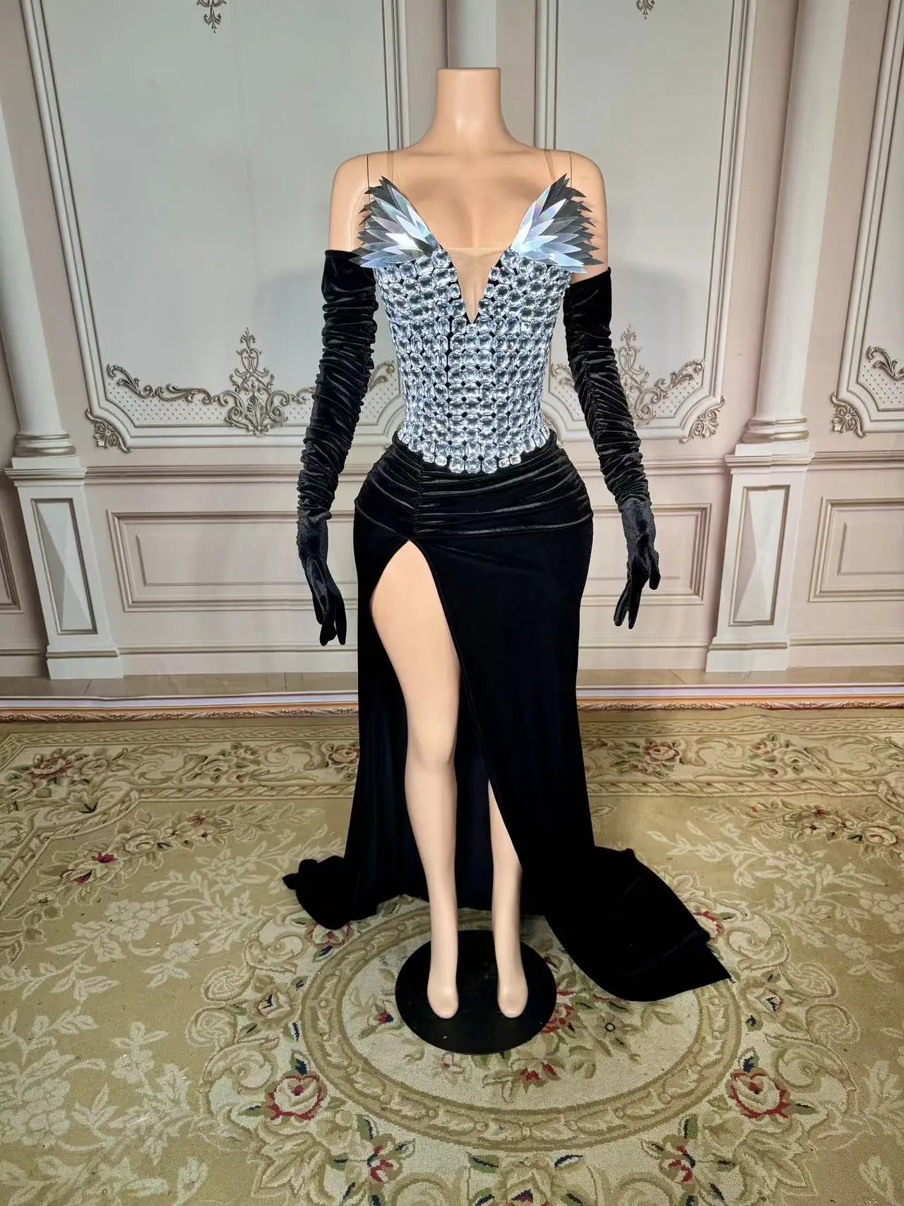 Sparkly-Clubbing-Rhinestone-Drill-Chain-Bodysuits-For-Women-Sexy-Long ...