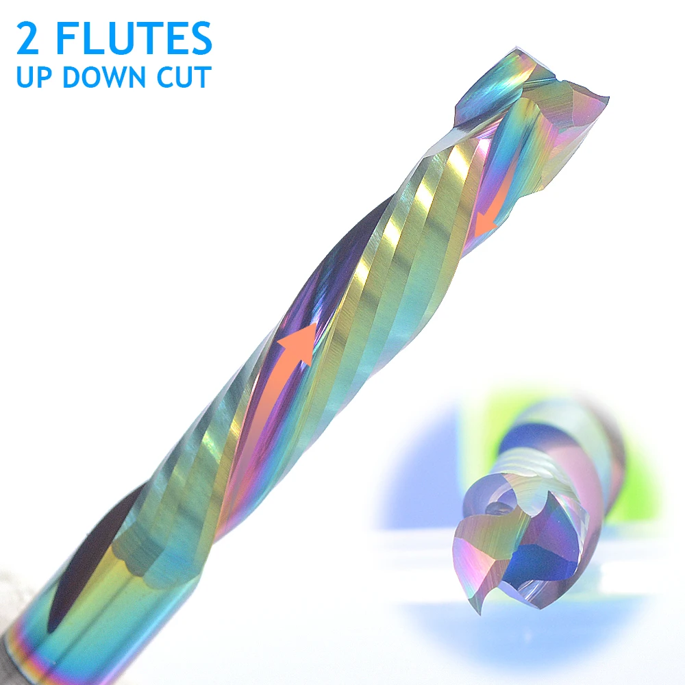 2-Flutes-Coated-UP-Down-Cut-End-Mill-CNC-Router-Bit-Compression-Milling ...