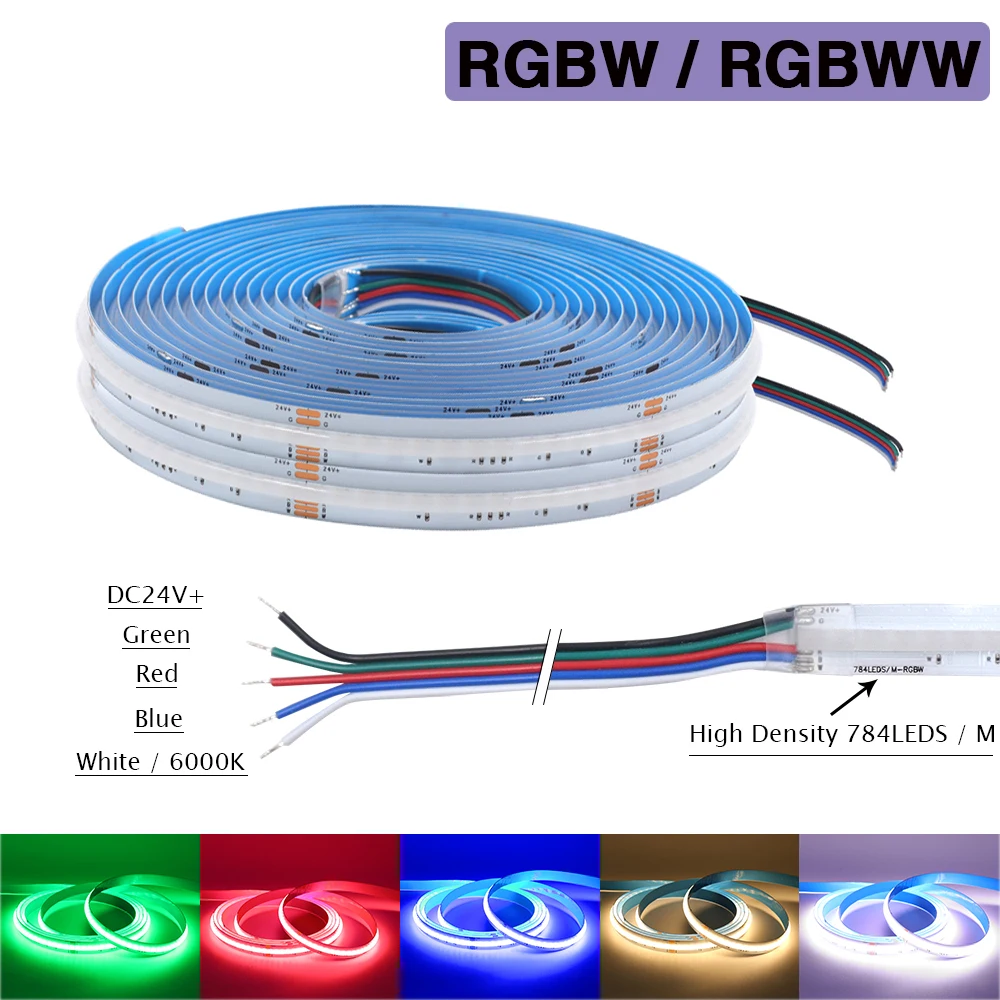 RGBW-RGBWW-COB-LED-Strip-24V-784LEDs-M-IP67-Tube-Waterproof-Flexible ...