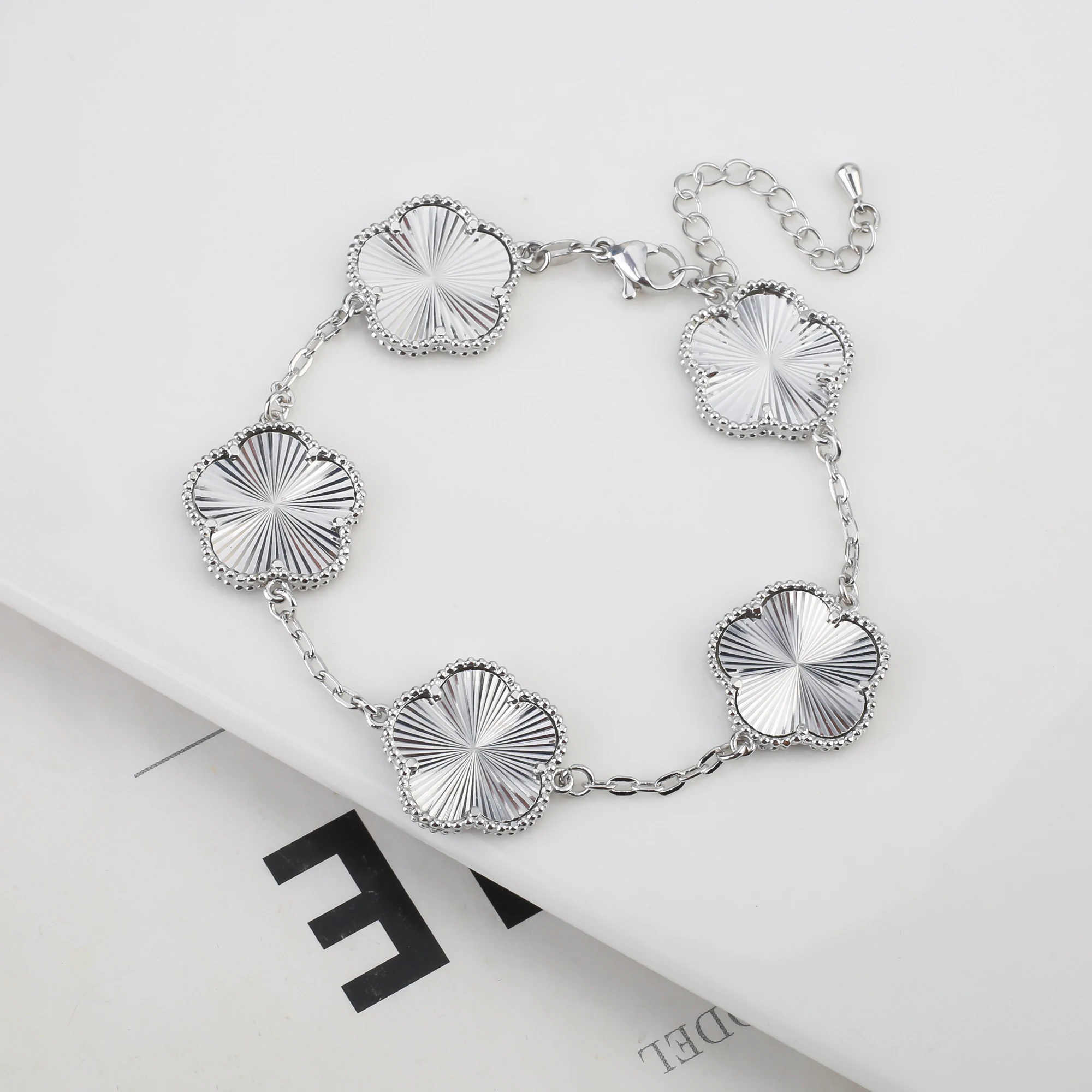 Pulseira-de-Metal-ajust-vel-5-Leaf-Petal-Flower-Y2K-Style-Plant-Plum ...