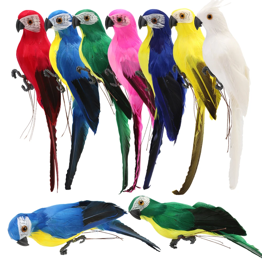 28cm Handmade Foam Feather Artificial Parrot Imitation Bird Model ...