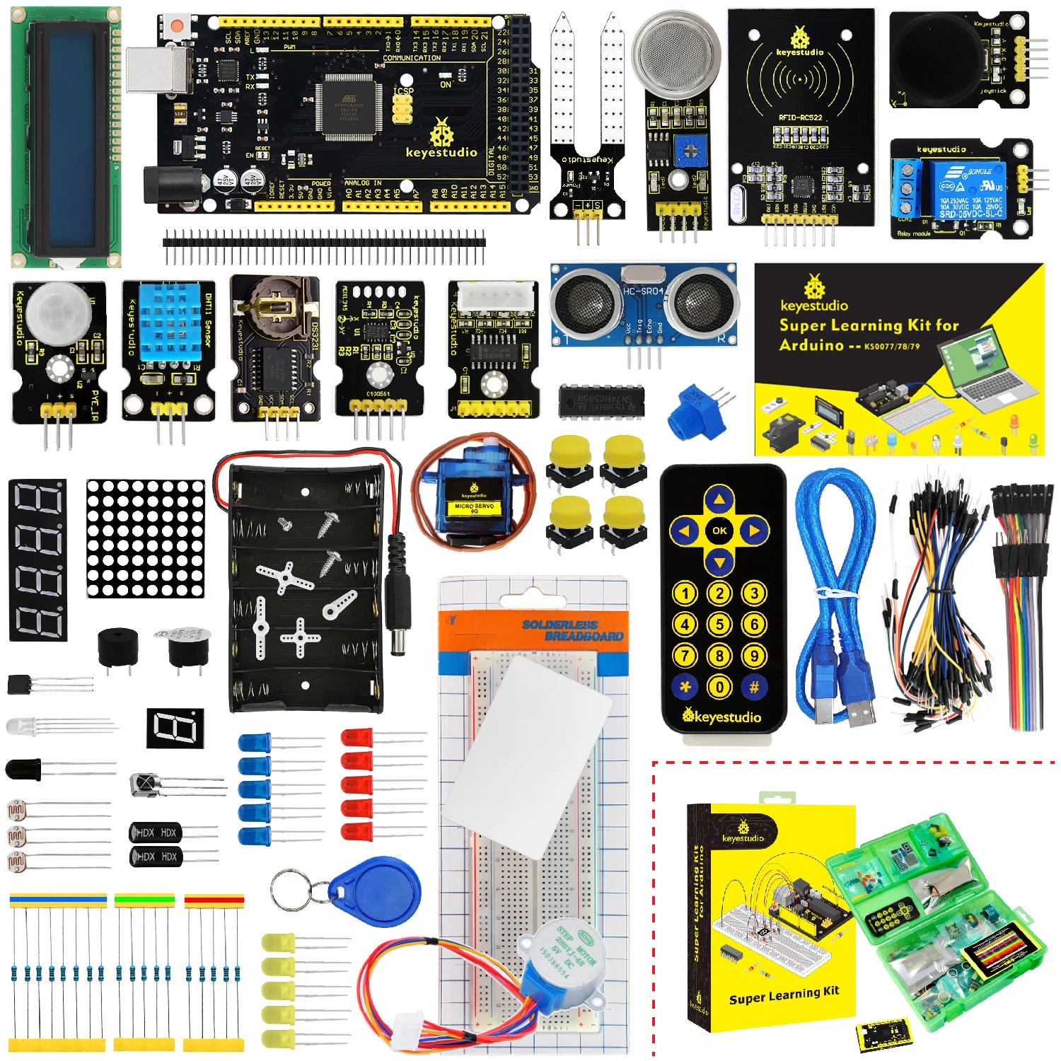 สถานที่แล้วรุ่น Keyestudio Super Starter Kit สำหรับ Mega 2560 R3 Board ...