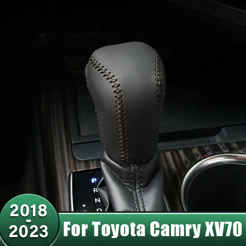 Leather Car Gear Head Shift Knob Cover Collars Handbrake Trim Cover ...