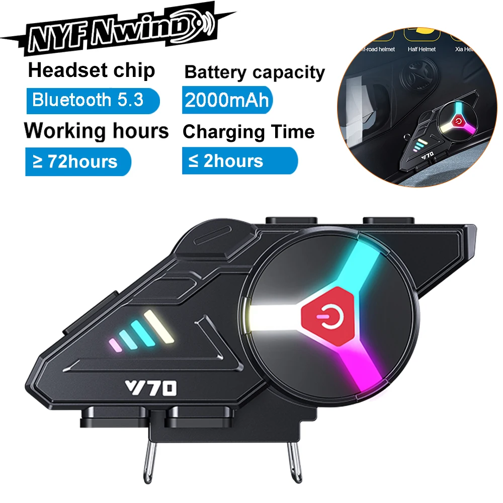 Bluetooth-5-3-Helmet-Earphone-Y70-Rgb-Light-Moto-Helmet-Headset-Ipx6 ...