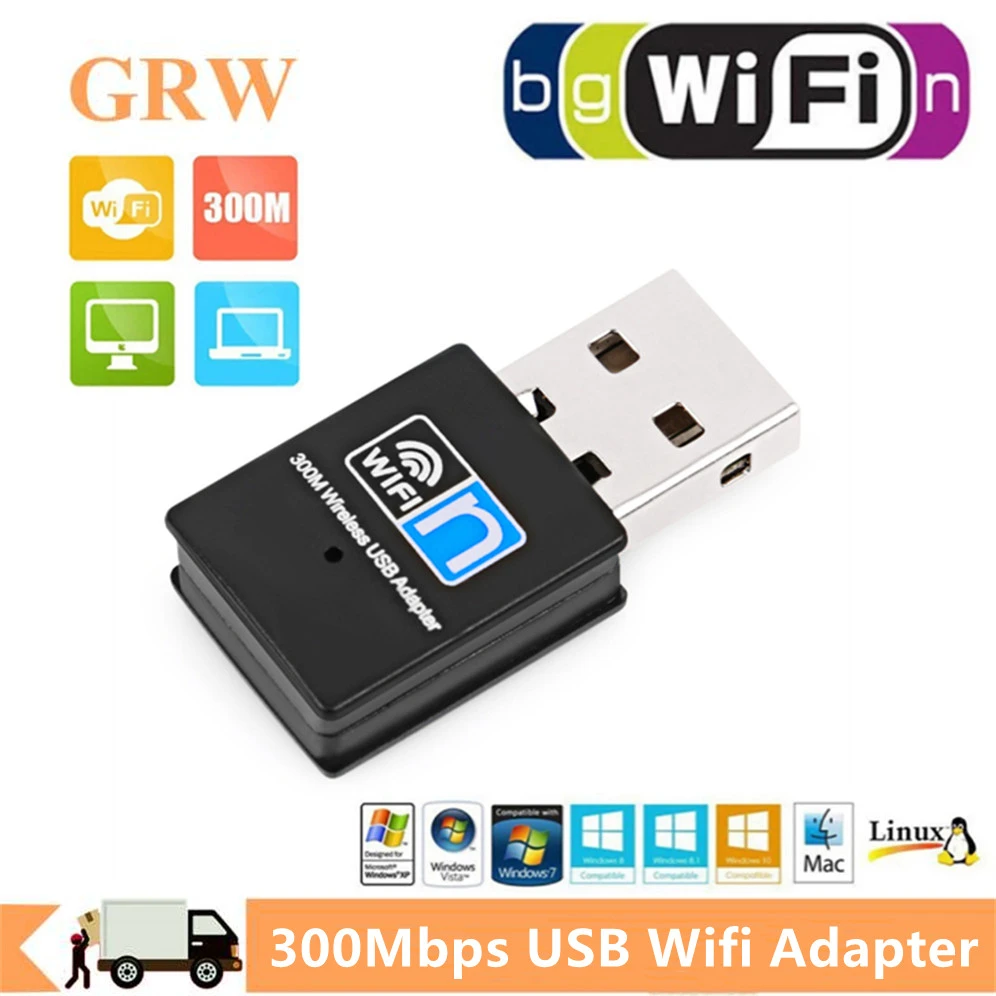 GRWIBEU USB Wi Fiアダプター,300Mbps,2.4ghz,802.11nアンテナコネクタ,ネットワークアダプター,LAN,Wi Fiドングル受信機| | - AliExpress