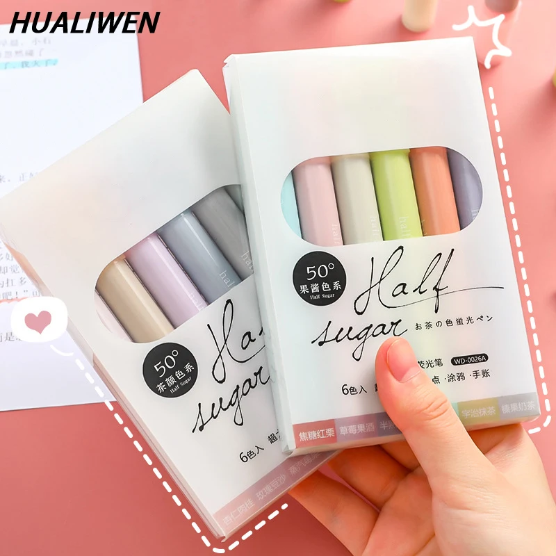 6pcs-Kawaii-Half-Sugar-Highlighter-Pen-Colorful-Cute-Marker-Pastel ...