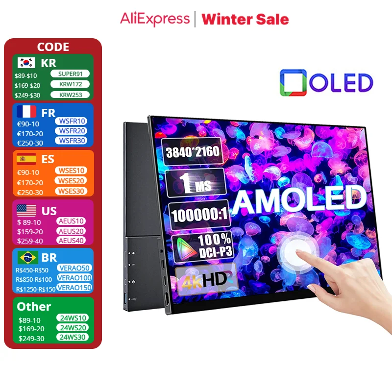 Monitor-port-til-4K-de-13-3-pulgadas-pantalla-t-ctil-AMOLED-de ...