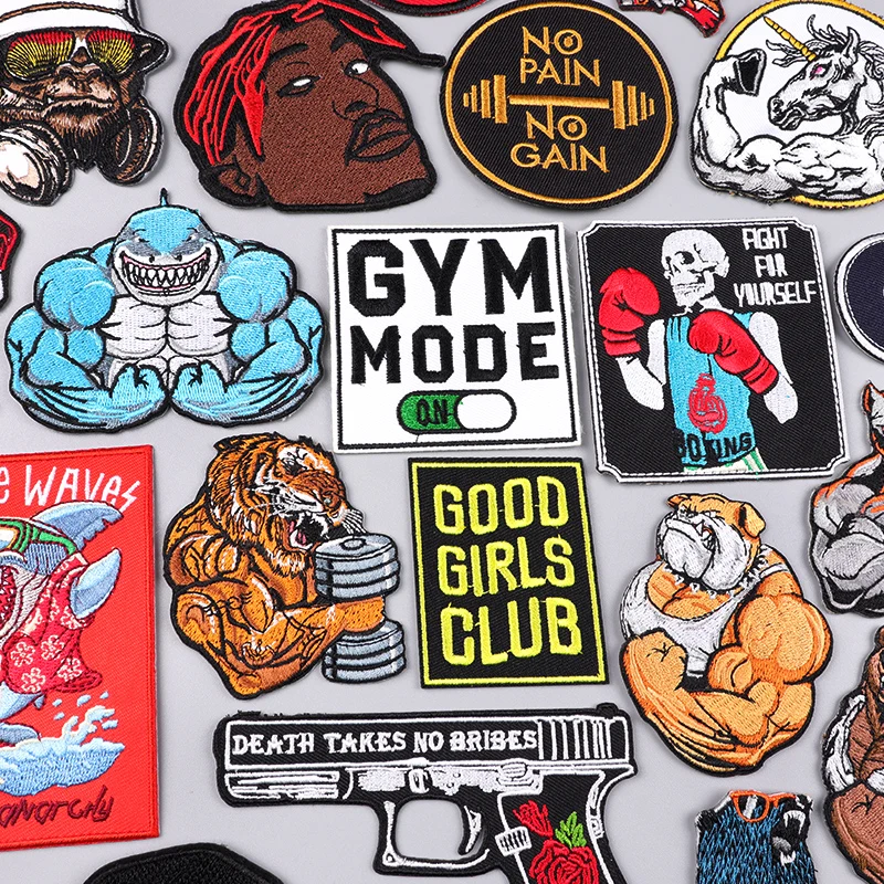 GYM-MOOD-Patch-Muscle-Animal-Rock-Sports-Embroidery-Patch-Iron-On ...