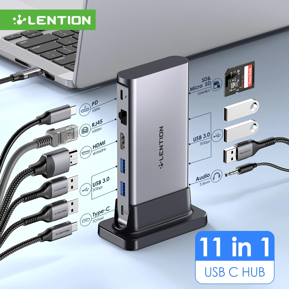 LENTION USB C : 4K60Hz HDMI, Card Reader, USB 3.0 – Assorted Produce