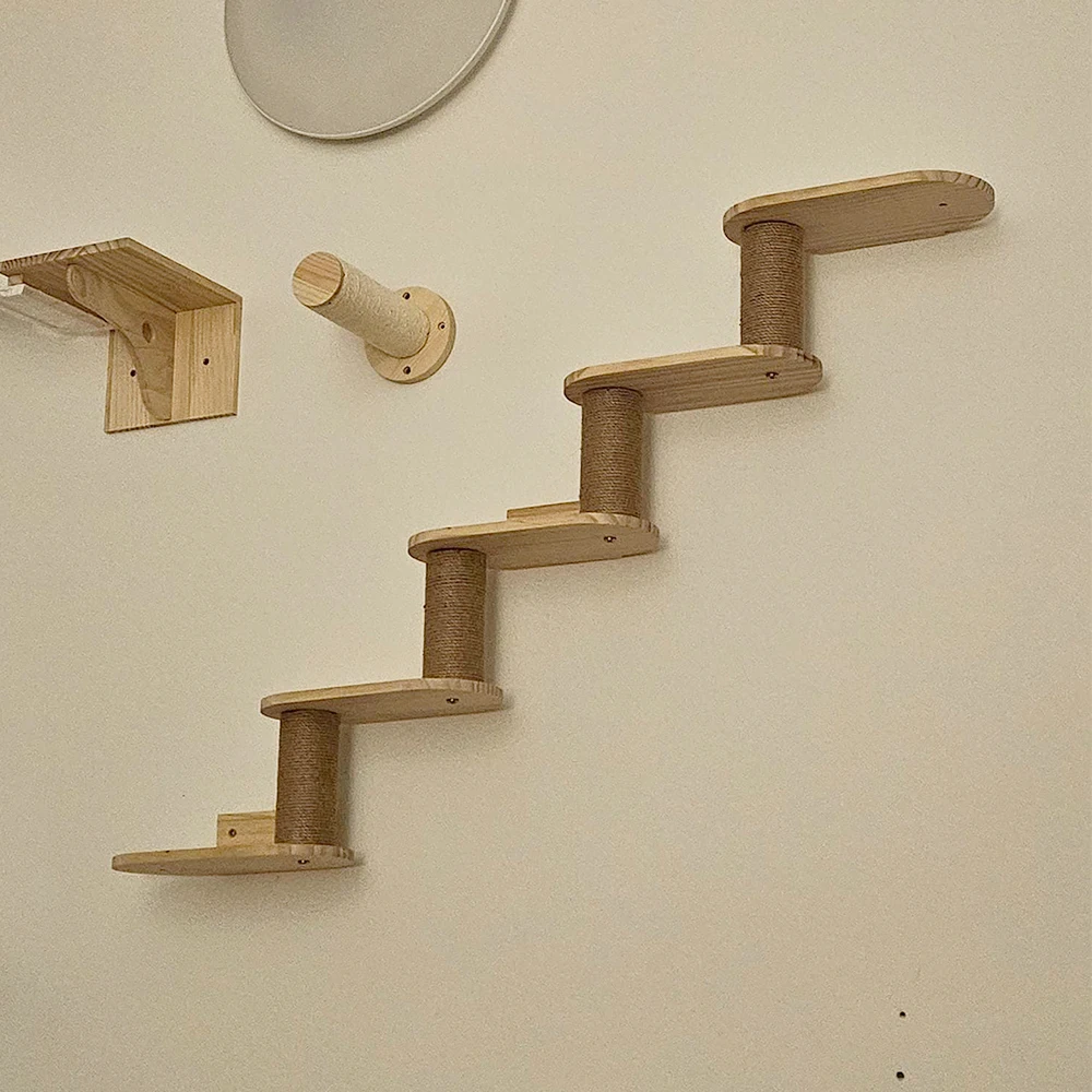 1-Piece-Cat-Pet-Wall-Mounted-Climbing-Wooden-Ladder-with-Jumping ...