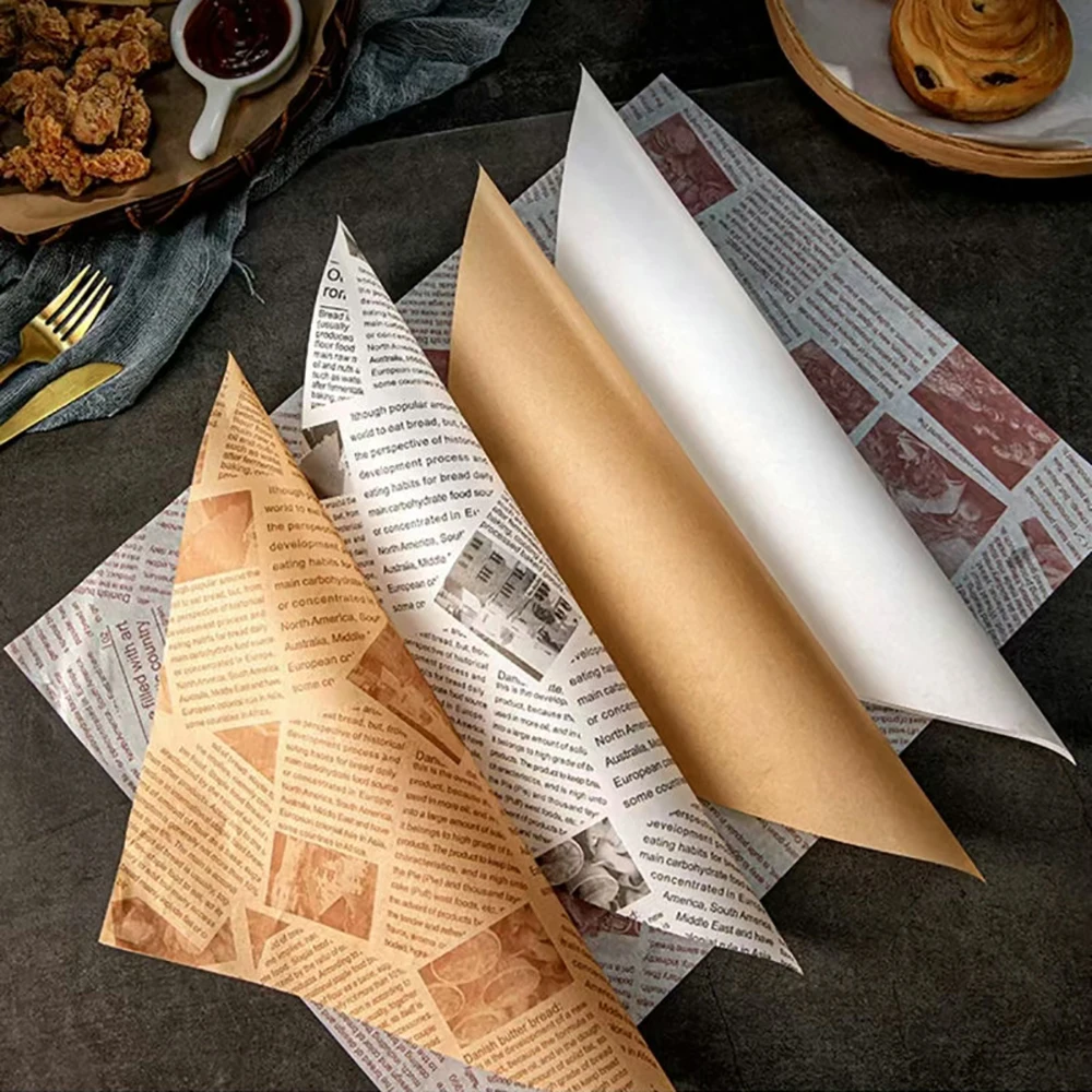 50pcs Oil-Proof Wax Paper Food Wrapper Paper Bread Sandwich Burger ...