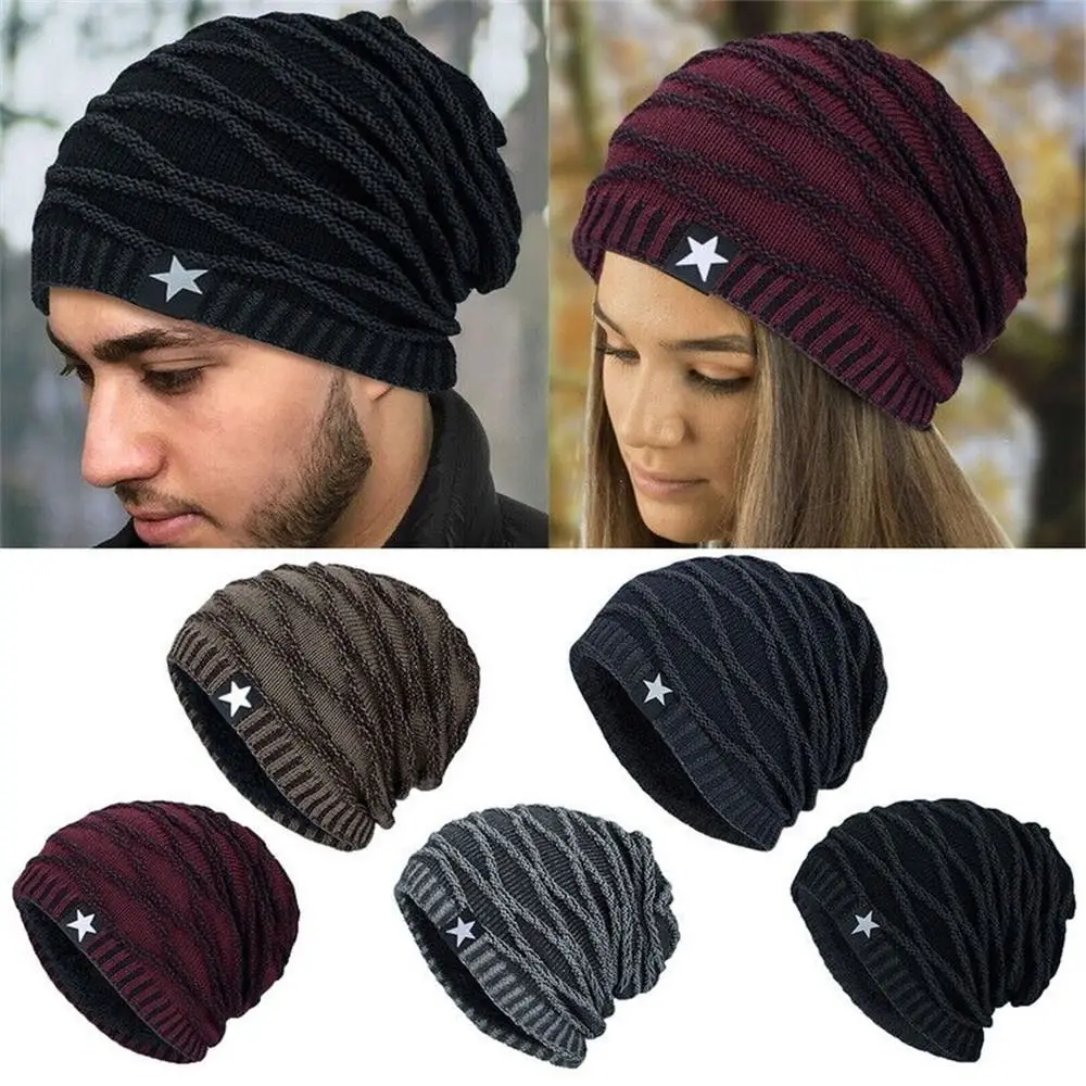 Winter-Fleece-Lined-Warm-Thermal-Beanie-Hat-Ski-Cap-Knitted-Cap ...