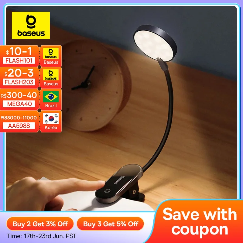 Baseus-LED-Clip-Table-Lamp-Stepless-Dimmable-Wireless-Desk-Lamp-Touch ...