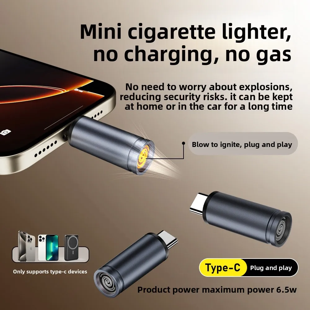 Mini Blowing Cigarette Lighter TYPE-C Plug Portable OTG Output Low ...