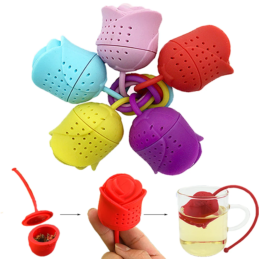 Tea-Infuser-Cute-Silicone-Strainer-Leaf-Filter-For-Rose-Flower-Tea-Bag ...