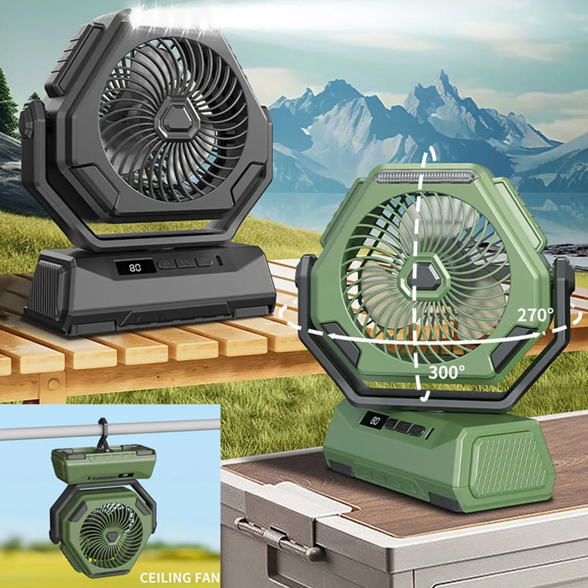 2024-New-6000mAh-Shaking-Head-Camping-Fan-Rechargeable-Outdoor-Fan ...