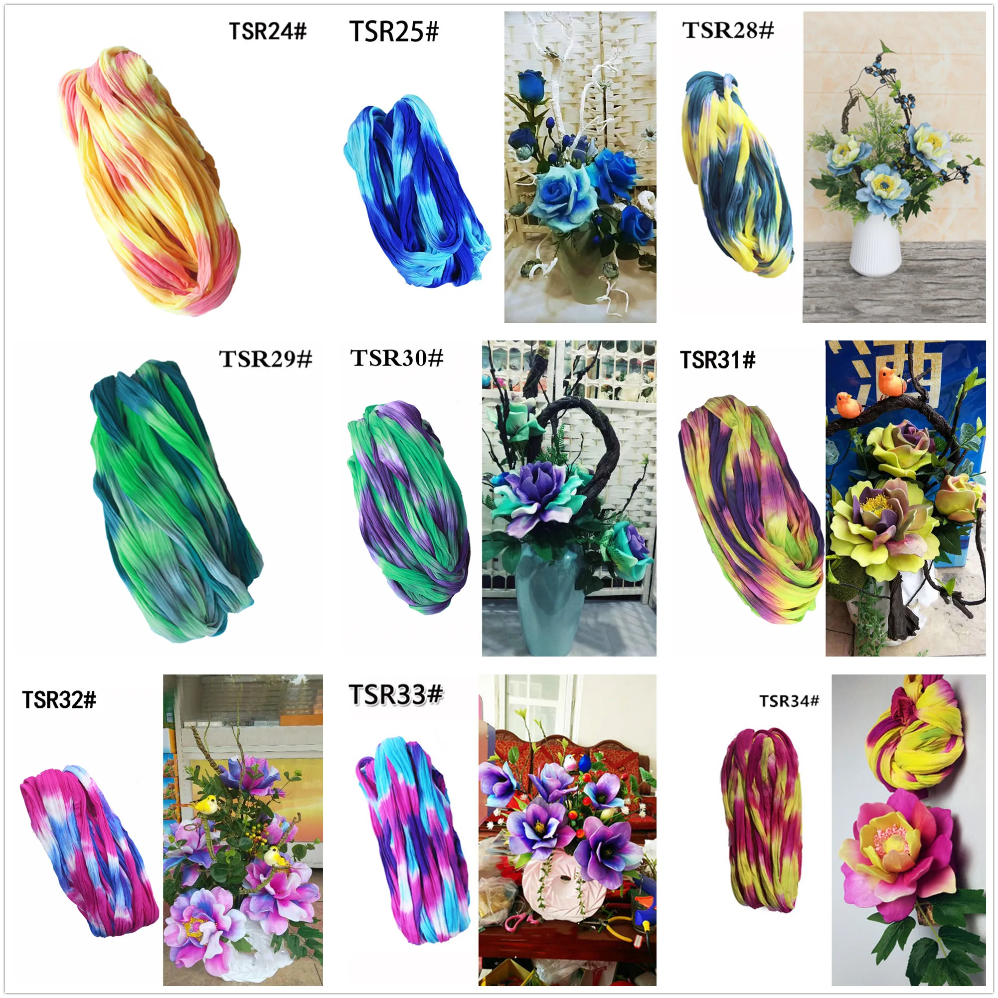 2pcs Multicolor Tensile Nylon Stocking Flowers Scrapbooking Craft Fake ...
