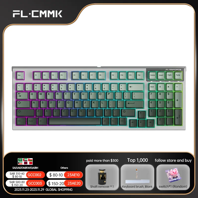FL-ESPORTS-FL980-Mechanical-Keyboard-98-Key-Single-Mode-Wired-Fullkey ...