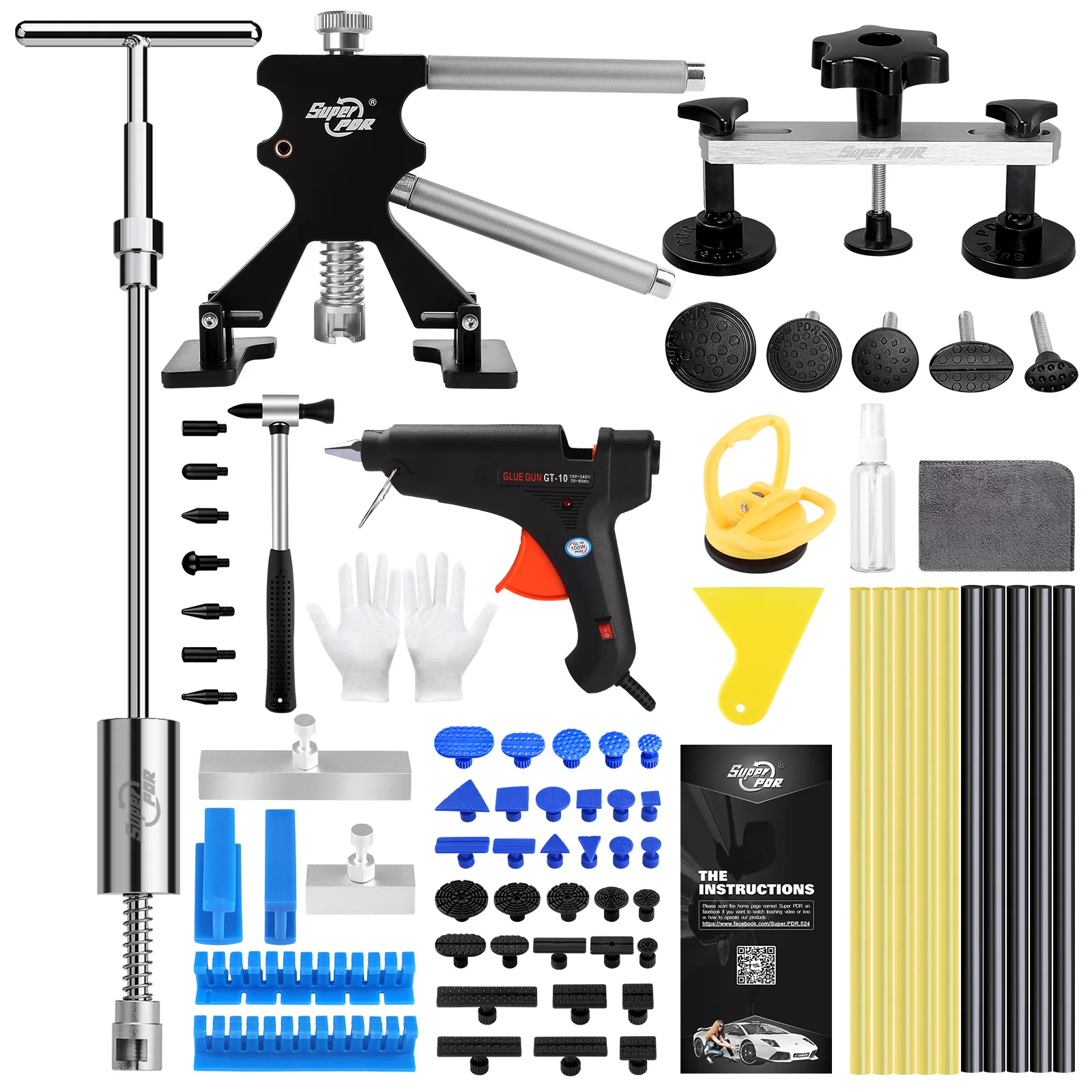 PDR-Tools-Dent-Puller-Lifter-Paintless-Hail-Removal-Repair-Hammer-Kits ...
