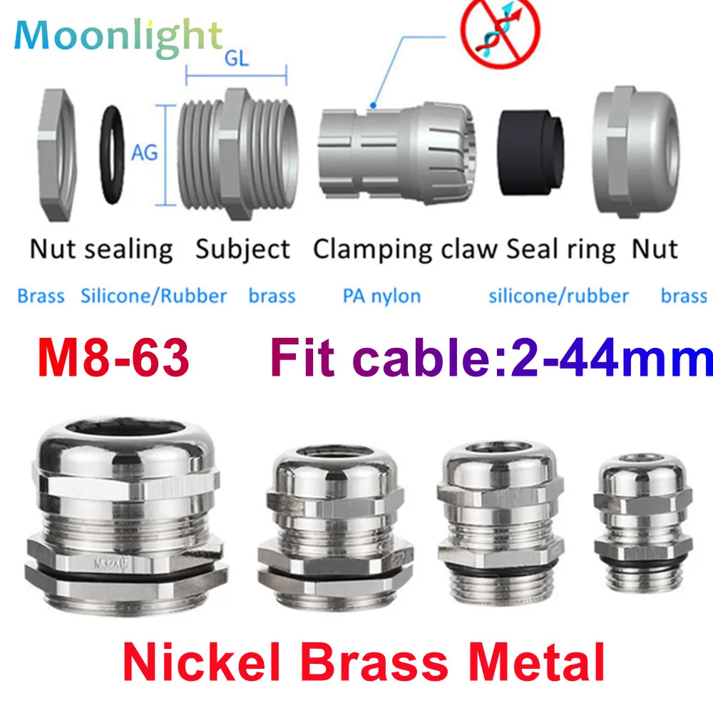 Waterproof-Cable-Gland-Connector-IP68-Nickel-Plated-Brass-Metric-Cable ...