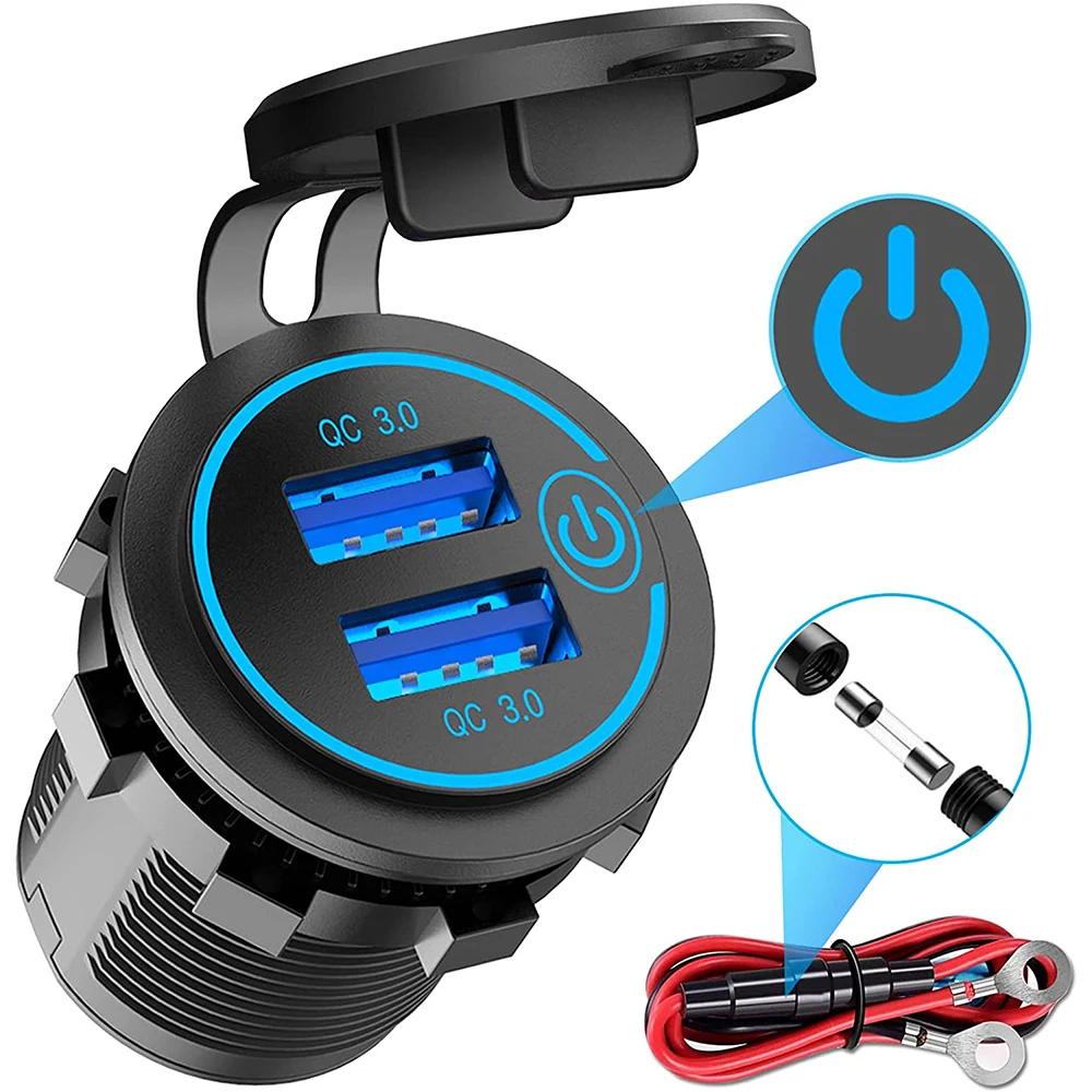 Quick-Charge-3-0-Dual-USB-Car-Charger-Socket-Waterproof-12V-24V-QC3-0 ...