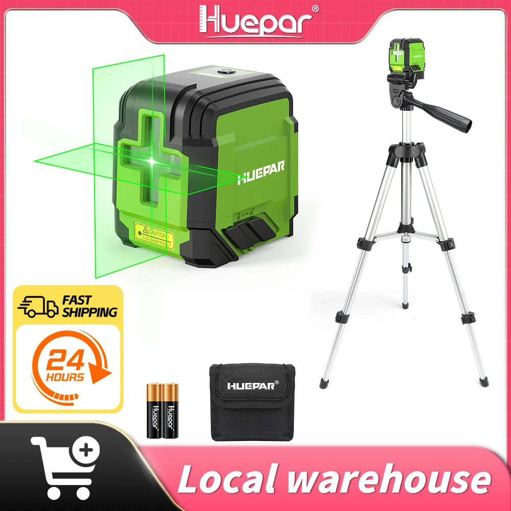 Huepar-Laser-Level-with-Tripod-98Ft-Green-Self-Leveling-Cross-Line ...