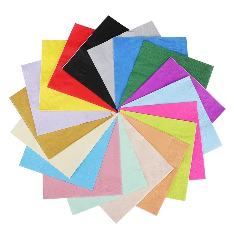 20pcs 2Layer 33cm Solid Color Color Napkins Pink Blue Green Purple ...
