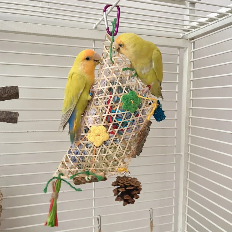 Parrot Bite Toys Climbing Foraging Bird Chewing Toy Colored Paper ...
