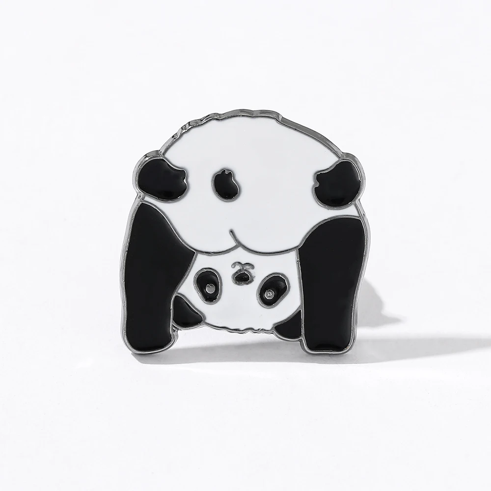 Cute Chinese Panda Looking Down Brooch Metal Enamel Pin for Hat Scarf ...